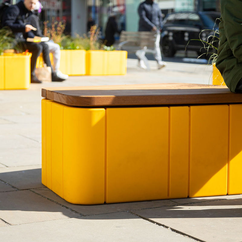 Colourful seating and planters transform public realm | Images