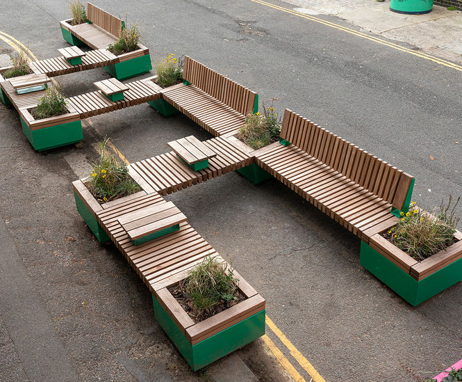 RailRoad Seating & Planters - modular wood and steel outdoor parklet ...