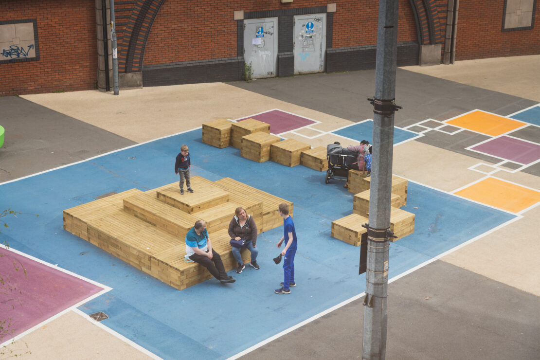 Images for Modular tiered timber block seating for public square