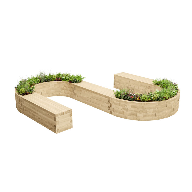Images for Lochaber modular timber planters with bench seating