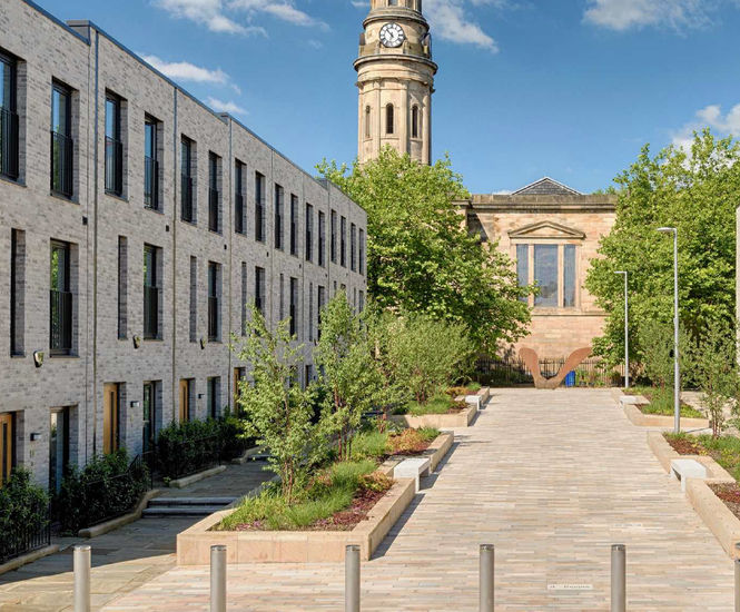 Linear natural stone paving for conservation area | Marshalls