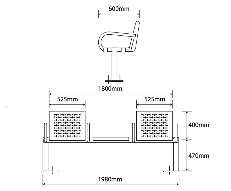 ASF 6006 stainless steel seat / bench gang combo | Images