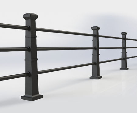 ASF Ascot 3-rail recycled cast iron post | Architectural Street ...