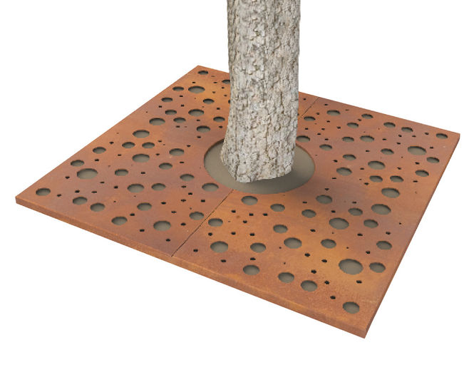 ASF Planet square corten steel tree grille | Architectural Street ...