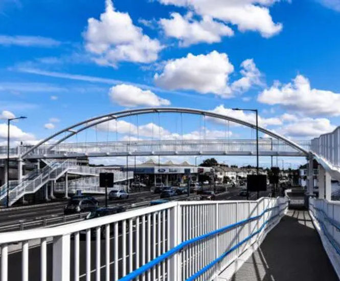 38m bow arch footbridge over A127 in Southend-on-Sea | Nusteel Structures