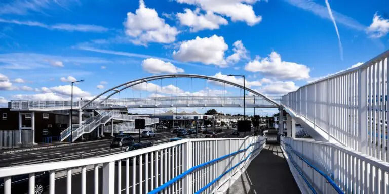38m bow arch footbridge over A127 in Southend-on-Sea | Nusteel ...