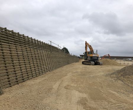 Permacrib retaining walls and gabions for office complex | Phi Group ...