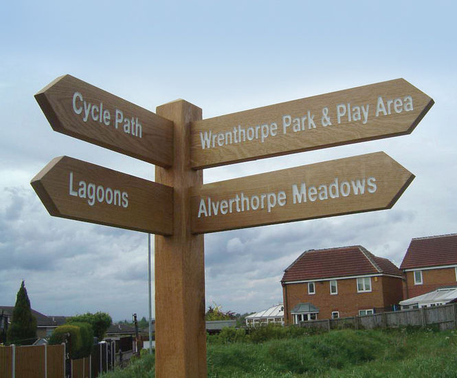 Solid Oak Directional Fingerposts Shelley Signs