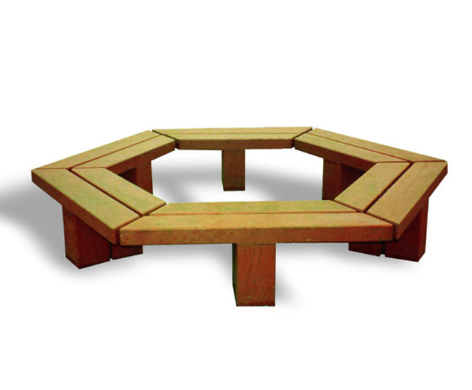 Hexagonal hardwood tree seat | Woodscape