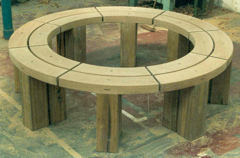 Circular hardwood tree seat | Woodscape | ESI External Works