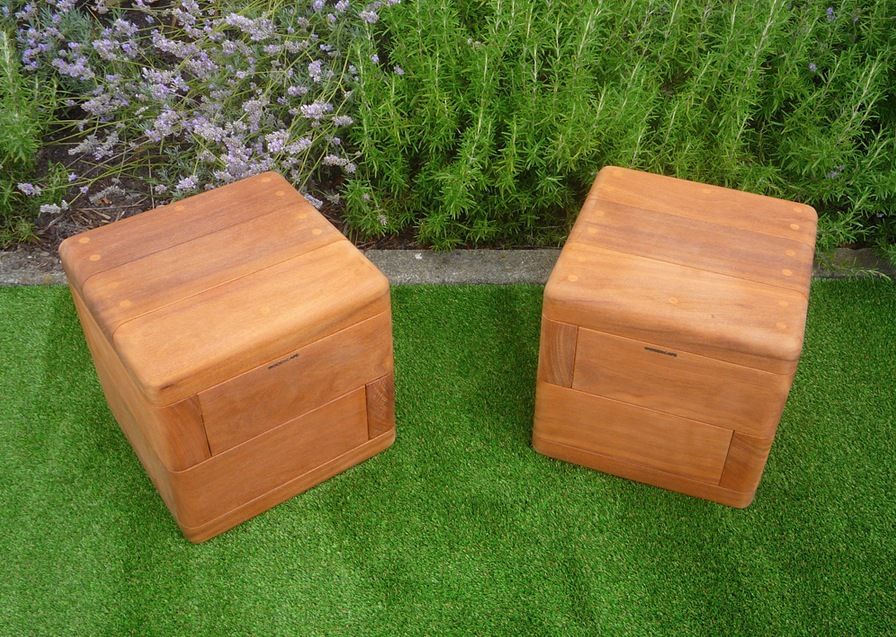 Box hardwood timber cube seating | Woodscape | ESI External Works