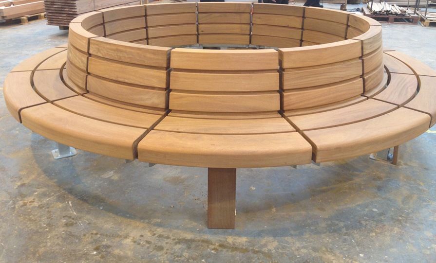 Circular hardwood tree seat | Woodscape | ESI External Works