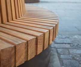 Movable circular hardwood tree seats for public realm | Woodscape | ESI ...