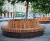 Movable circular hardwood tree seats for public realm | Woodscape