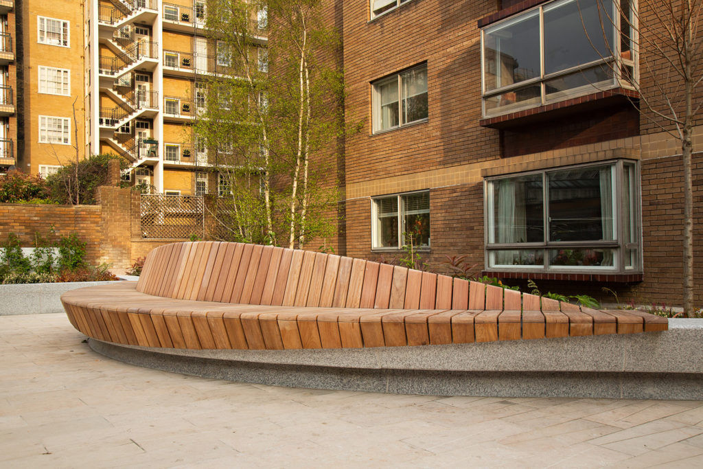 Images for Bespoke curved timber and granite seating - Halkin Arcade ...