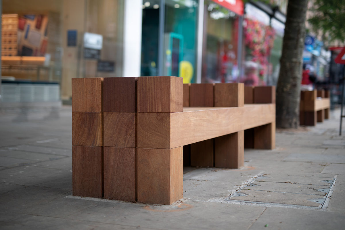 Images for Beam timber benches line Kensington High Street