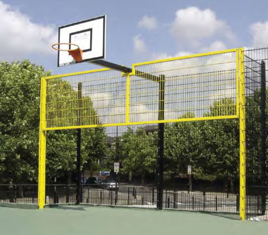Fence mounted basketball hoop with steel backboard | Images