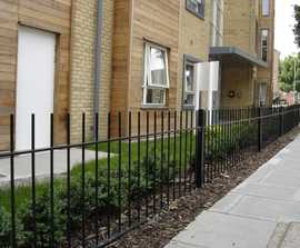 Vertical solid bar steel railings | Zaun | ESI External Works