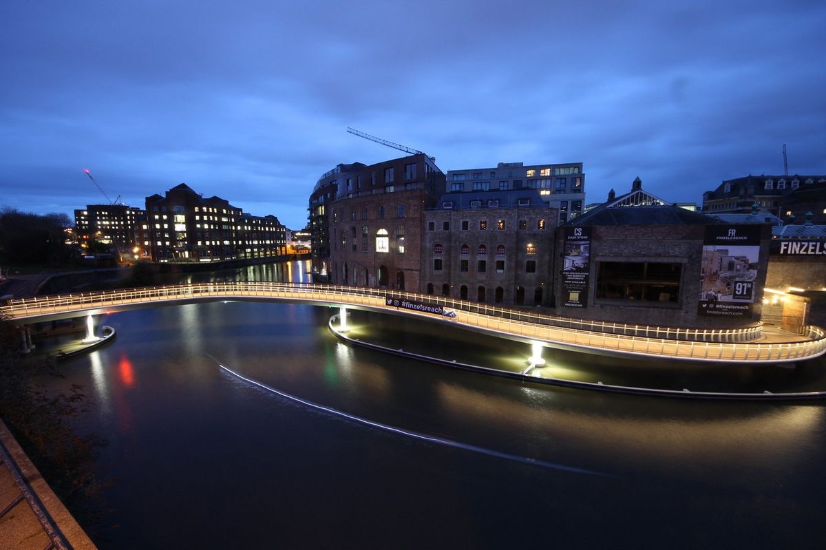 91m-long curved footbridge - Finzels Reach, Bristol | CTS Bridges | ESI ...
