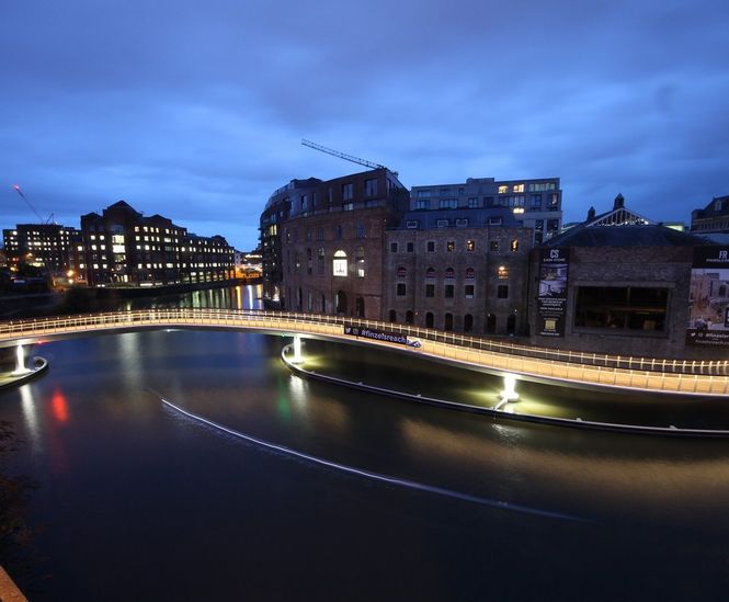 91m-long curved footbridge - Finzels Reach, Bristol | CTS Bridges