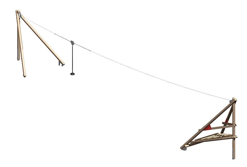 Level ground aerial zip wire cableway 20m | Images