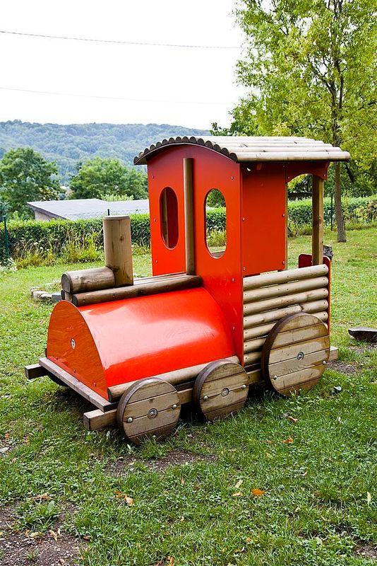 Large Train Locomotive - outdoor play structure with wood and plastic ...