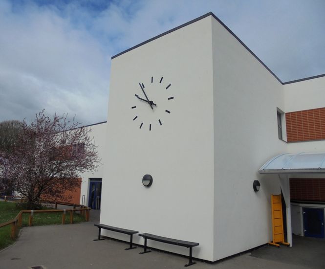 Contemporary exterior clock for Crofton School | Good Directions