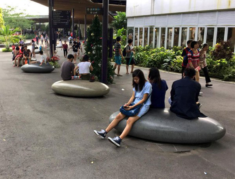 Polished concrete Pebble Seats for Gardens by the Bay | Images