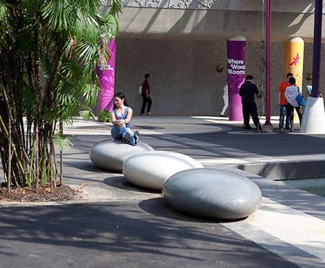 Polished concrete Pebble Seats for Gardens by the Bay | Barrell Sculpture