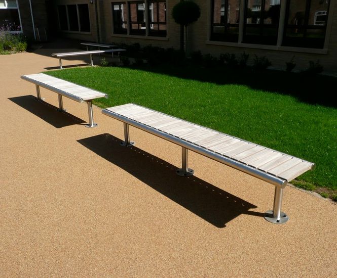 Shoreline SL006 contemporary steel and timber bench | Benchmark Design