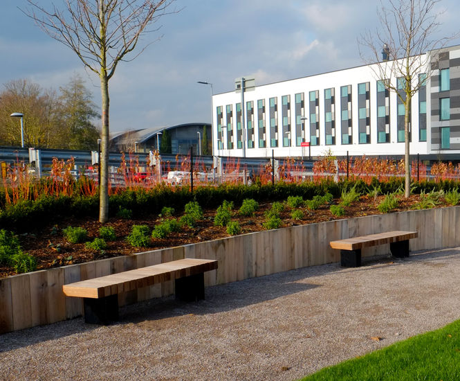 Exeter benches for industrial estate's green space | Benchmark Design
