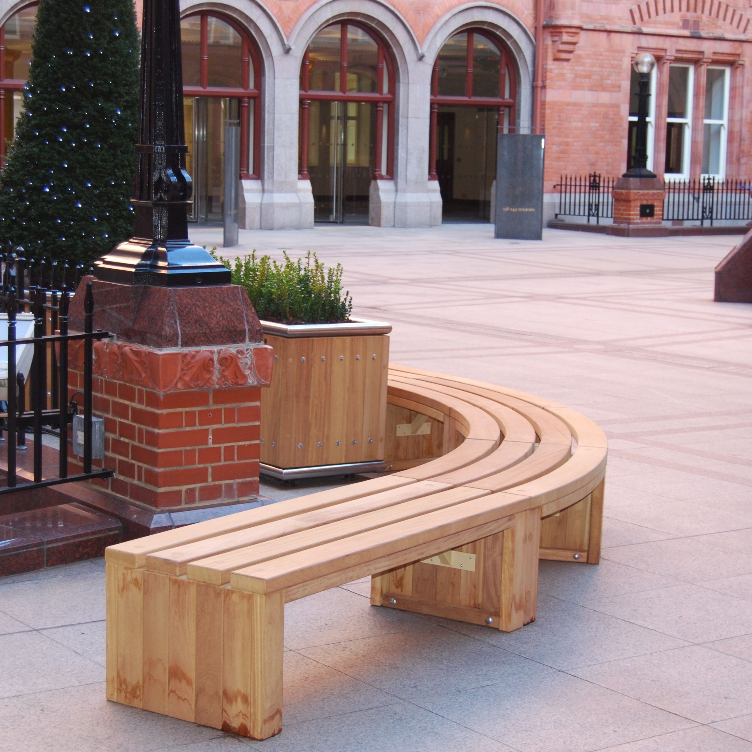 Rochford timber curved benches | Street Design | ESI External Works