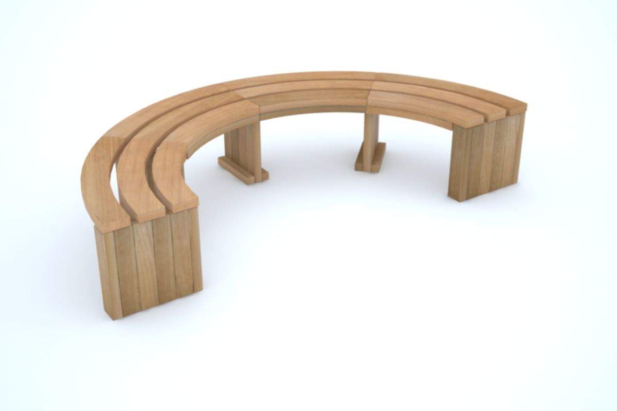 Rochford timber curved benches | Street Design | ESI External Works