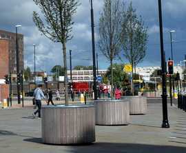 Castleton timber planters - Rochdale town centre | Street Design | ESI ...