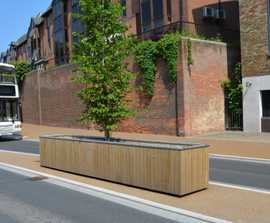 Castleton FSC timber & steel planter | Street Design | ESI External Works