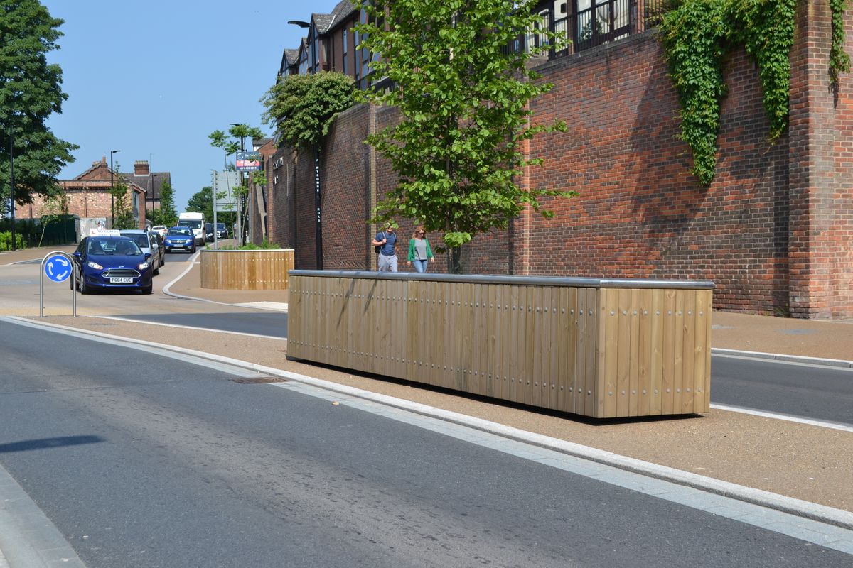 Castleton FSC timber & steel planter | Street Design | ESI External Works