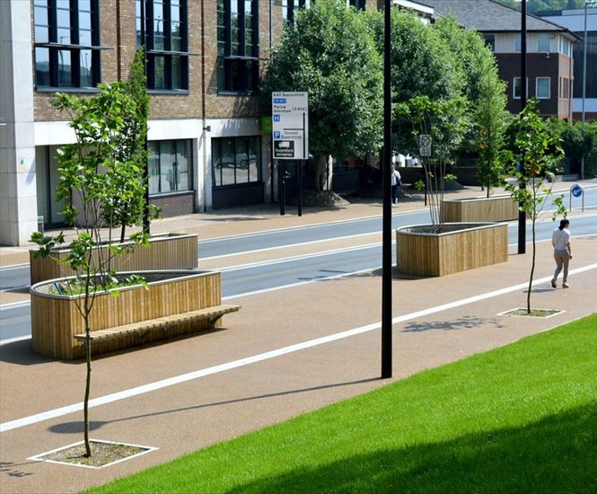 Planters for town centre highways improvement scheme | Street Design