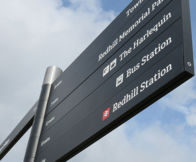 Totem and fingerpost wayfinding signage, Surrey | Trueform