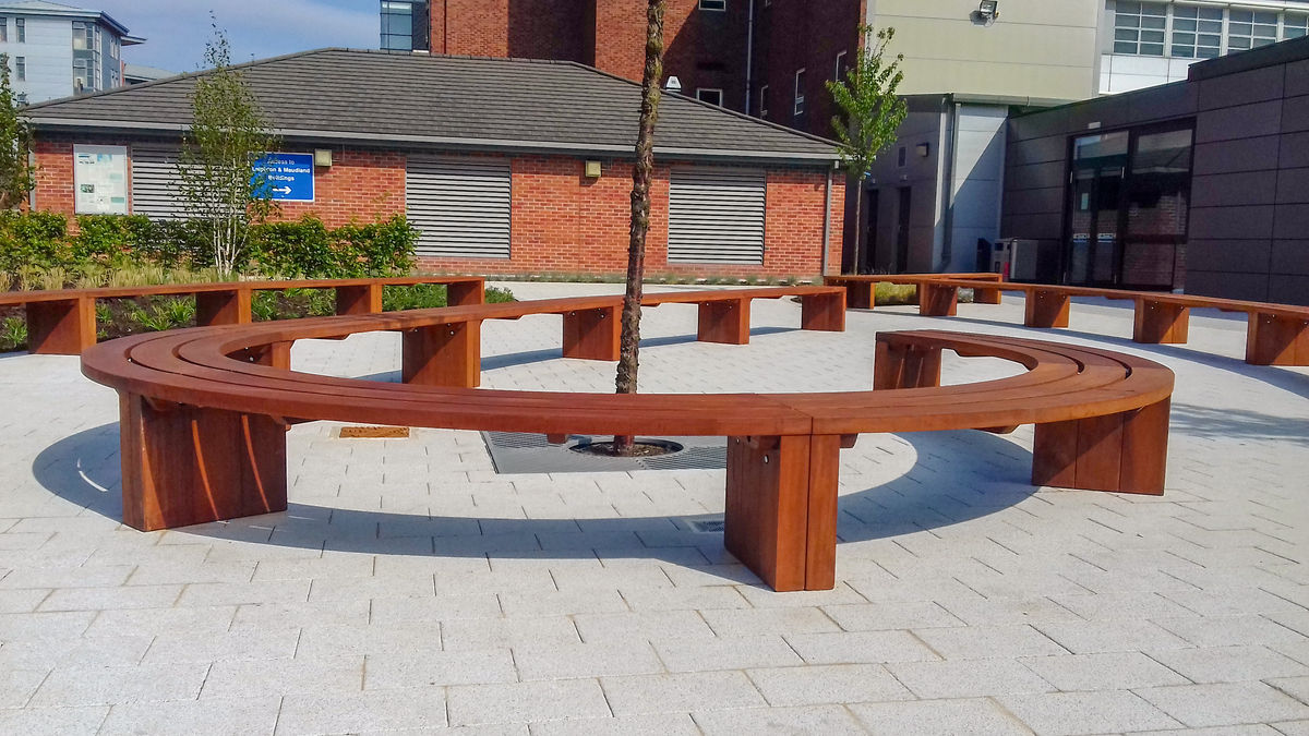 Images for Curved timber benches for university Foster Garden