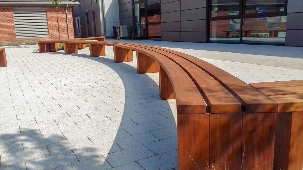 Images for Curved timber benches for university Foster Garden