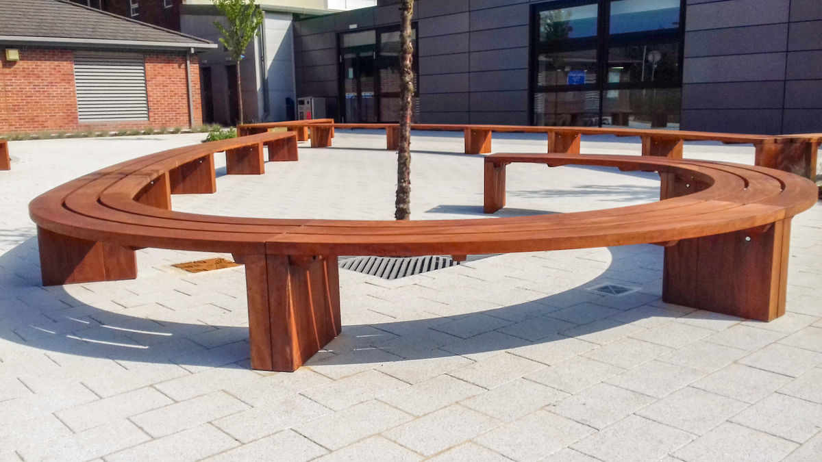 Images for Curved timber benches for university Foster Garden