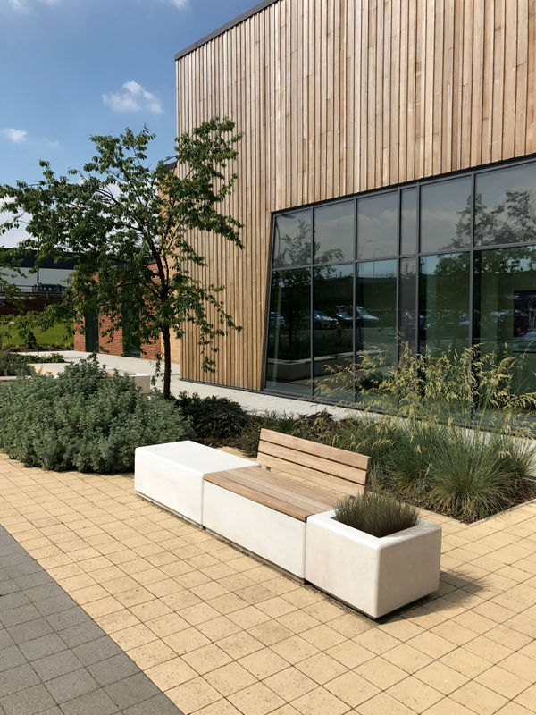 Aris concrete benches and planter system | Images