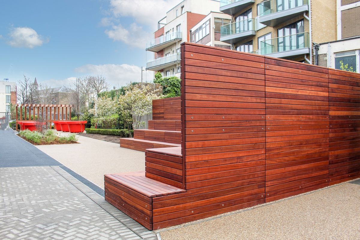 Bespoke podium seating - University Square, Stratford | Images