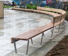 23m bespoke curved bench seating - the Polygon, Clapham | Public Spaces