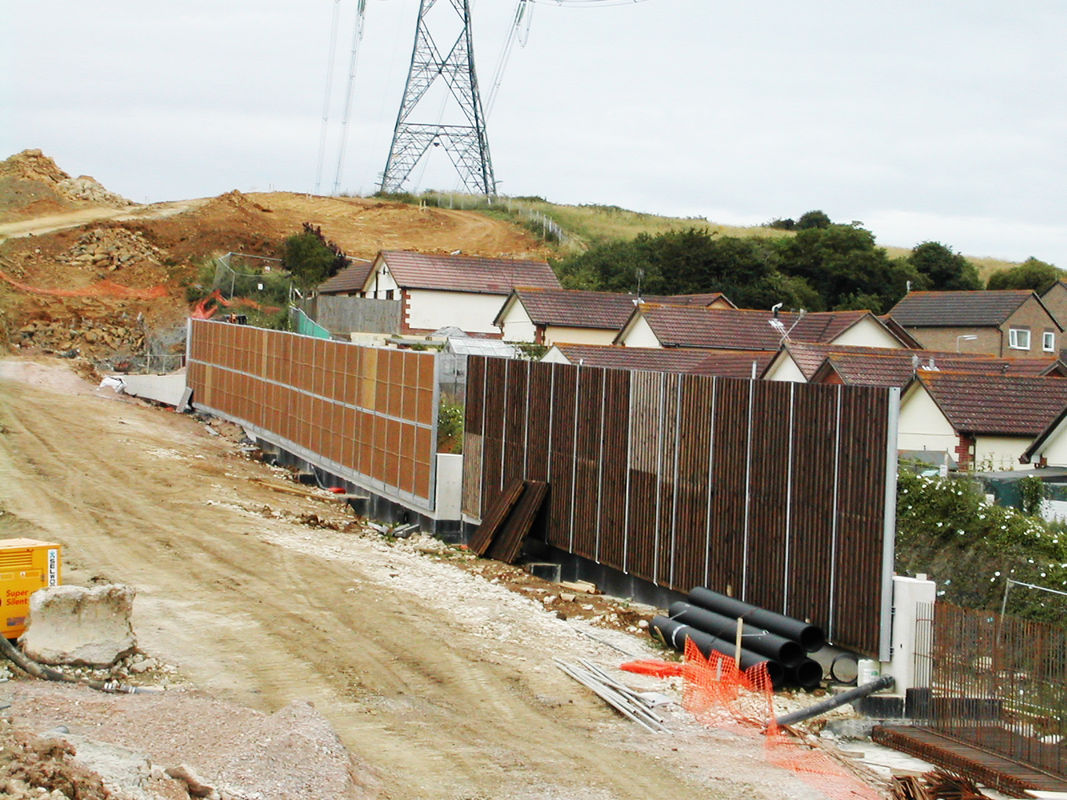 Planted acoustic barriers for relief road | Images