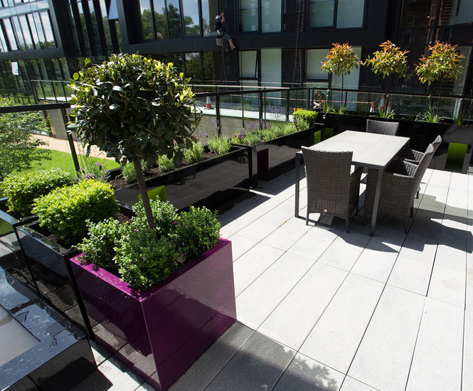 Bespoke ultra-lightweight GRP planters for roof gardens | Livingreen Design