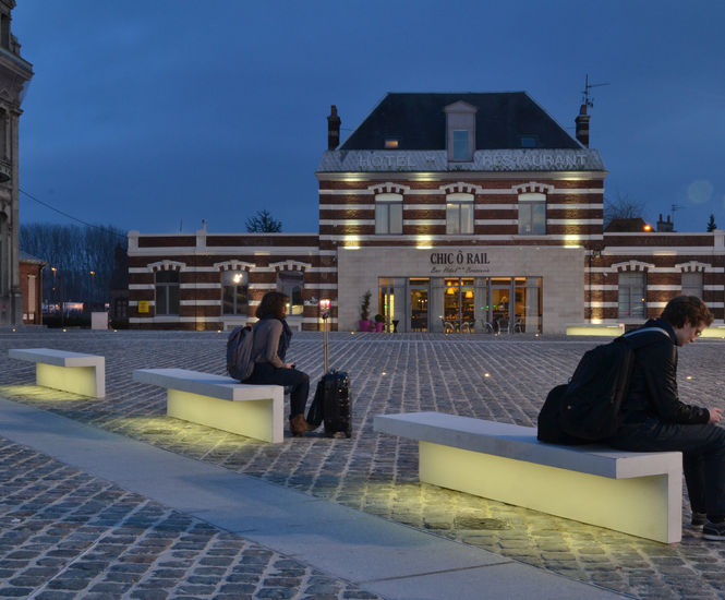 LED-Line Benches - concrete outdoor benches with integrated LED ...