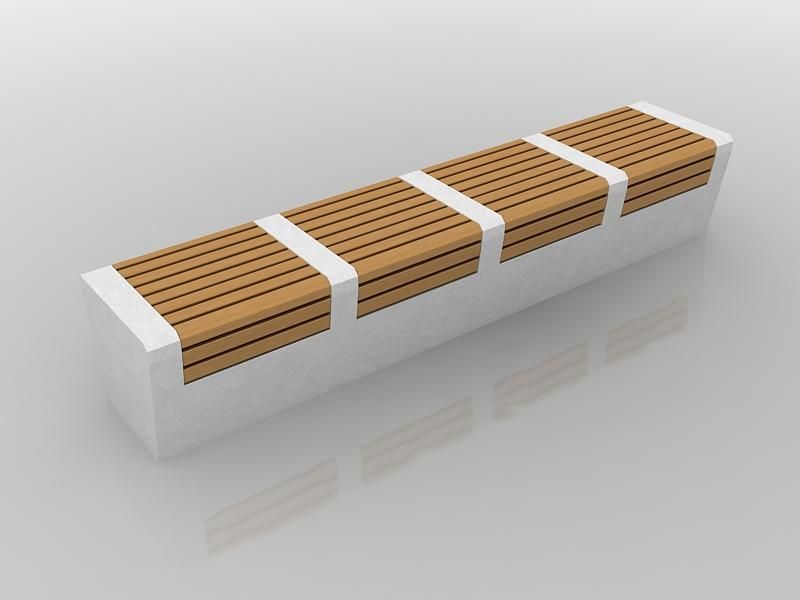 Bench Woodline Straight - concrete and wood bench | Images