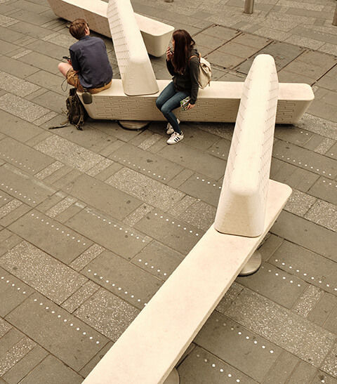 Rely Bench - 3D printed concrete security bench for public spaces | Images