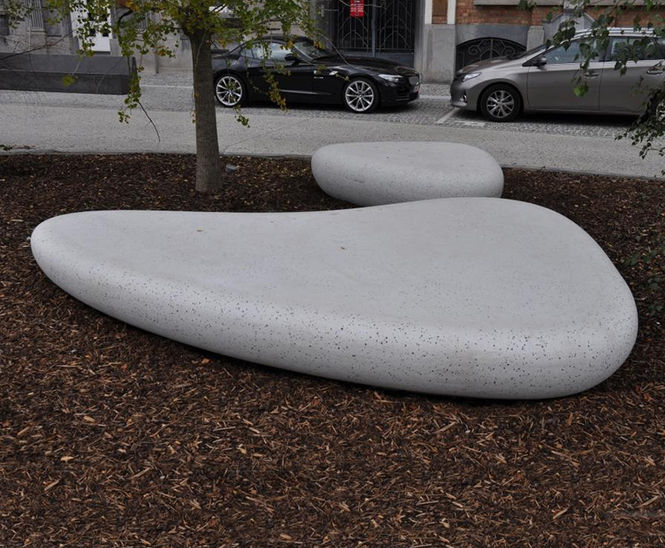 Bench Galet V - large concrete outdoor seating bench for public spaces ...